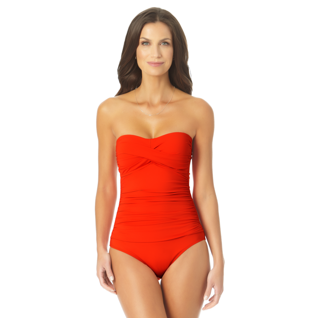 Anne Cole Twist Front Shirred One Piece Swimsuit