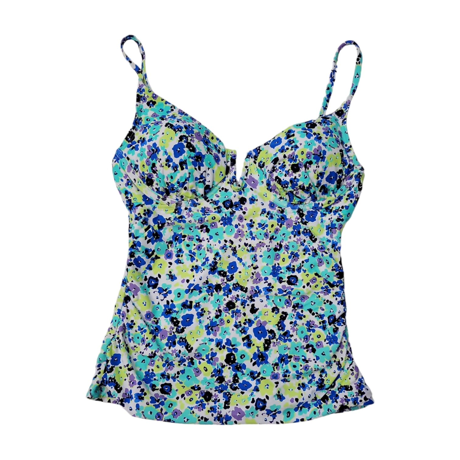 Anne Cole Women's Tankini Swim Top, Adjustable Straps, Blue Ditsy, Size ...