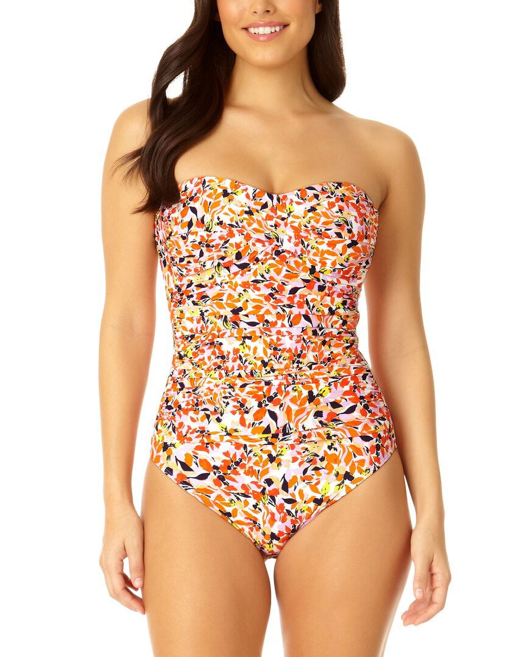 Anne Cole Womens Twist Front Shirred Bandeau One Piece 16