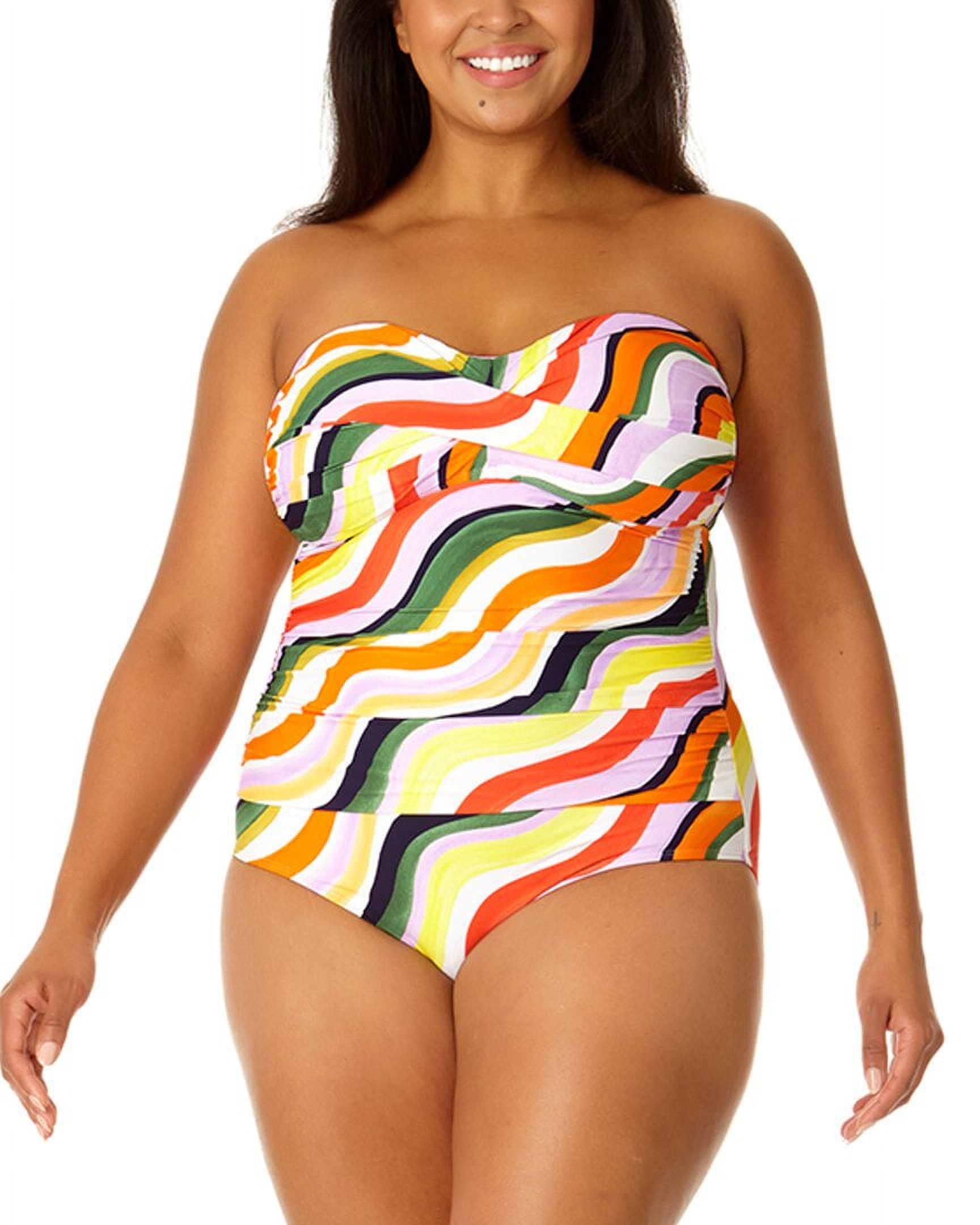 Anne Cole Womens Twist Front Shirred Bandeau One Piece 6