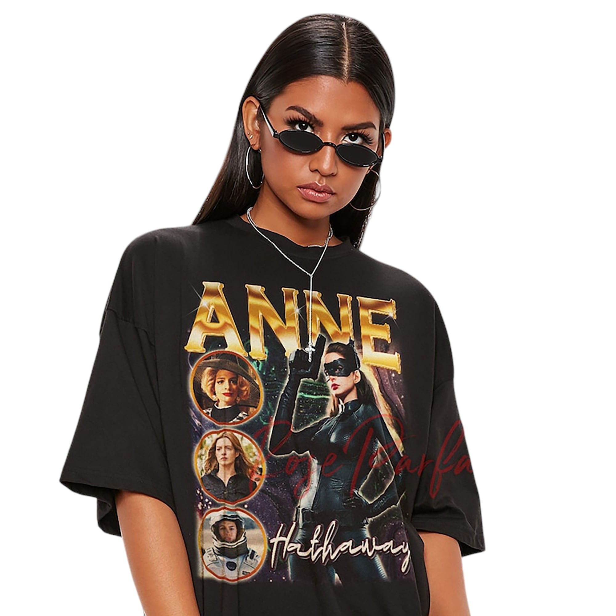Anne Hathaway Tribute Retro Unisex Classic 2D T-Shirt - Vintage 90'S Fans Gifts Clothing Tee ...