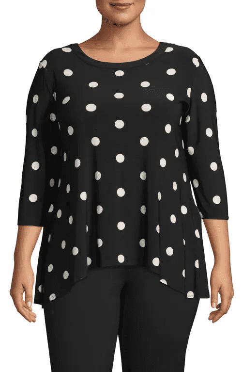 Anne Klein ANNE BLACK/ANNE WHITE Women's Plus Size Printed Draped Hem ...