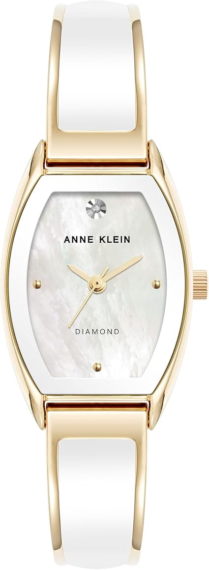 Anne Klein Gold-Tone Mother-of-Pearl Enamel Bangle Diamond Ladies Watch ...