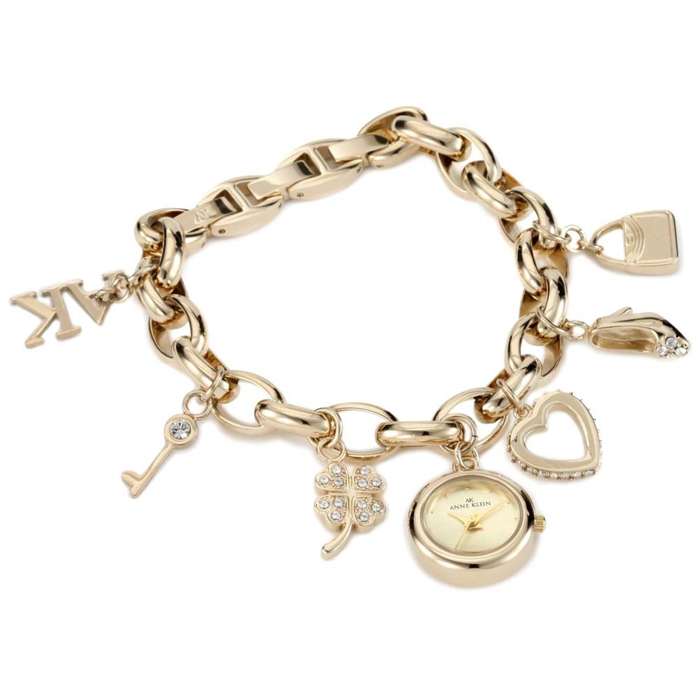 Anne Klein 10-7604CHRM Women's Swarovski Crystal Charm Bracelet Gold ...