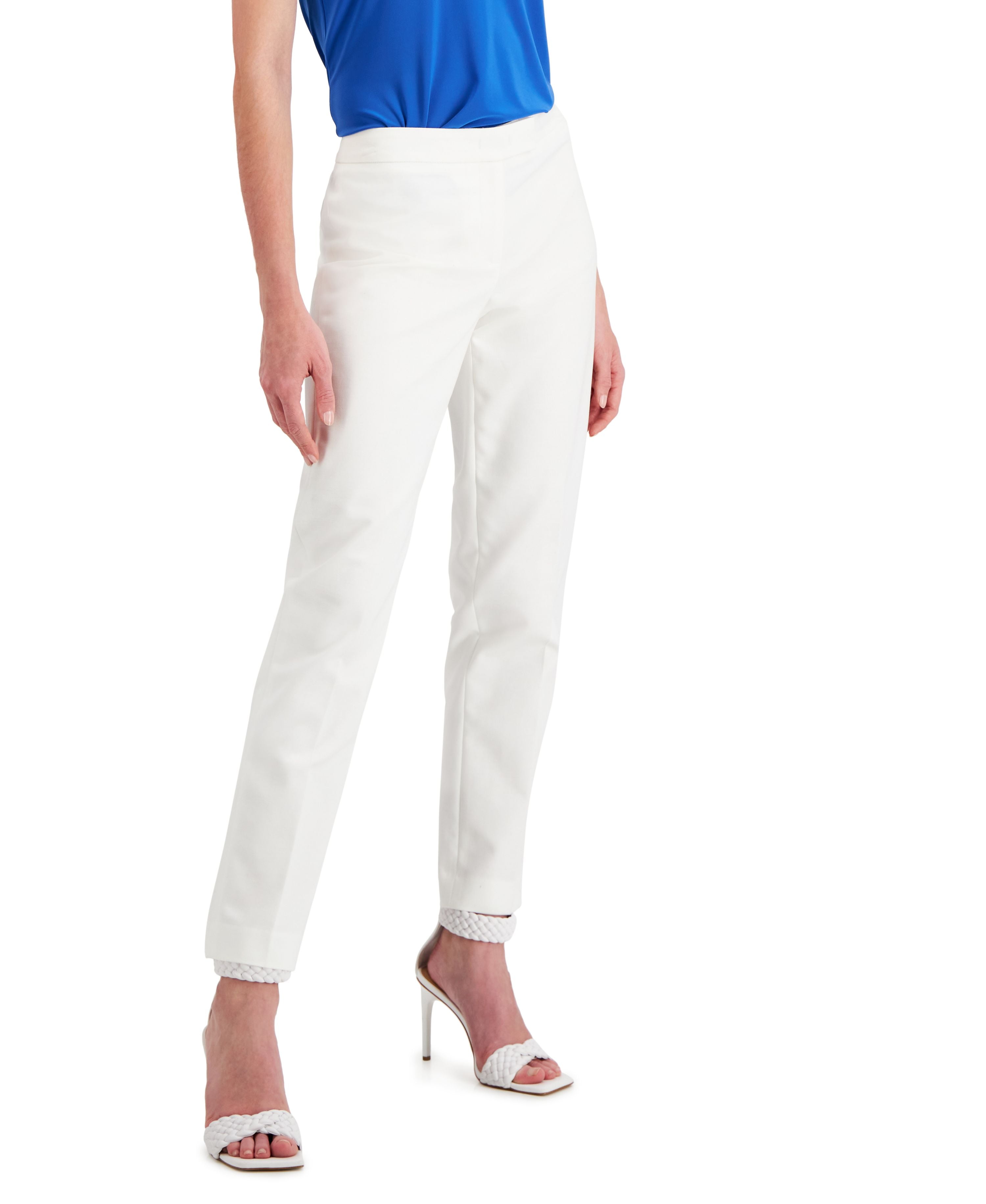 Anne Klein Petite Cotton Double Weave Extend Tab Bowie Pant Bright ...