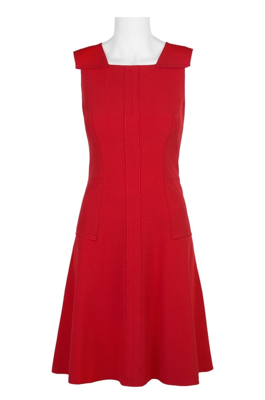 Anne Klein Square Neck Sleeveless A-Line Stretch Crepe Dress - Walmart.com