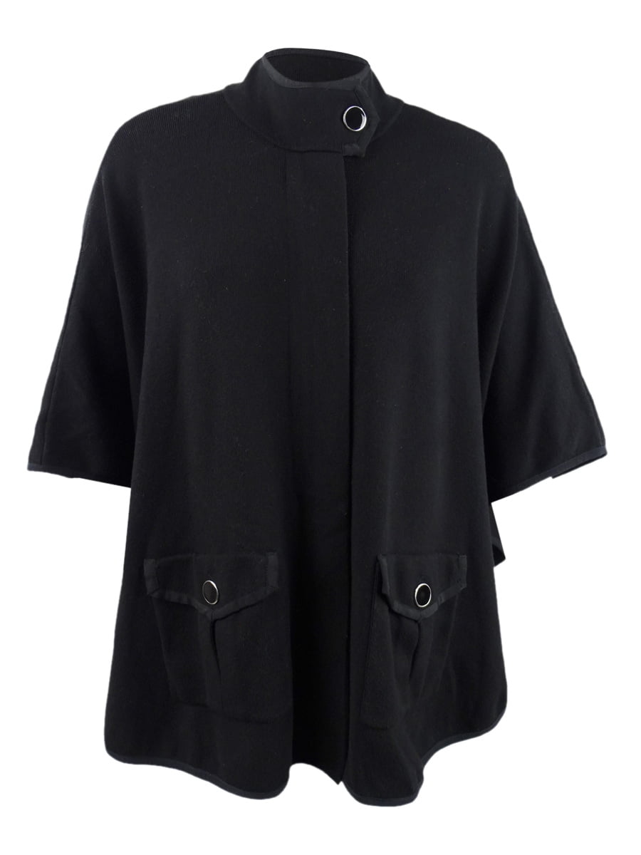 Anne Klein Women's Plus Size Mock-Neck Cape Jacket (0X/1X, Anne Black ...
