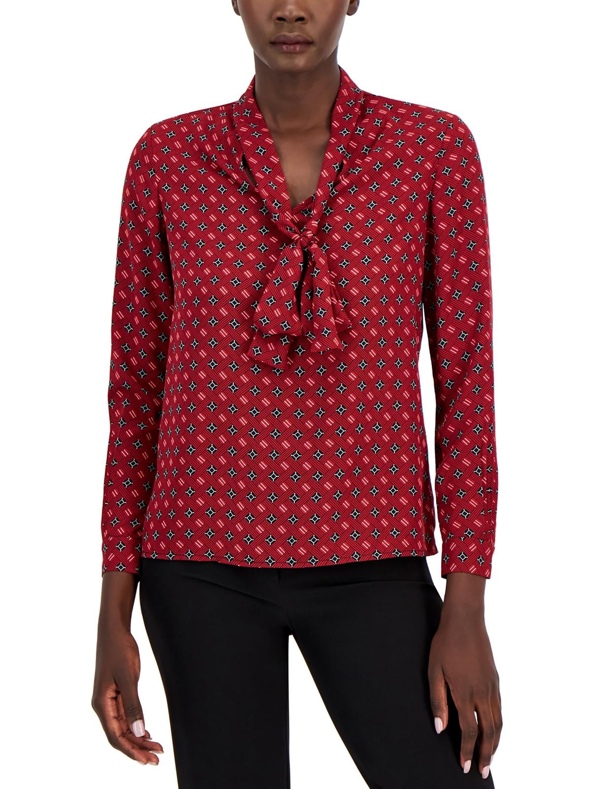 Anne Klein Womens Geometric Blouse - Walmart.com