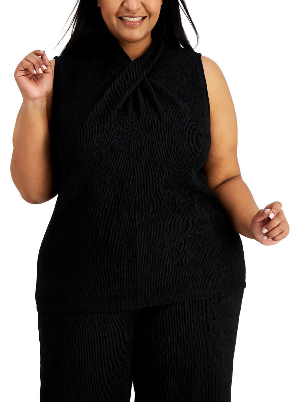 Anne Klein Womens Plus Twist Neck Sleeveless Blouse - Walmart.com