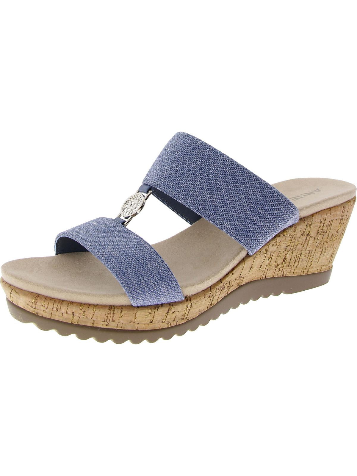Anne Klein Womens Rikki Denim Platform Slide Sandals - Walmart.com