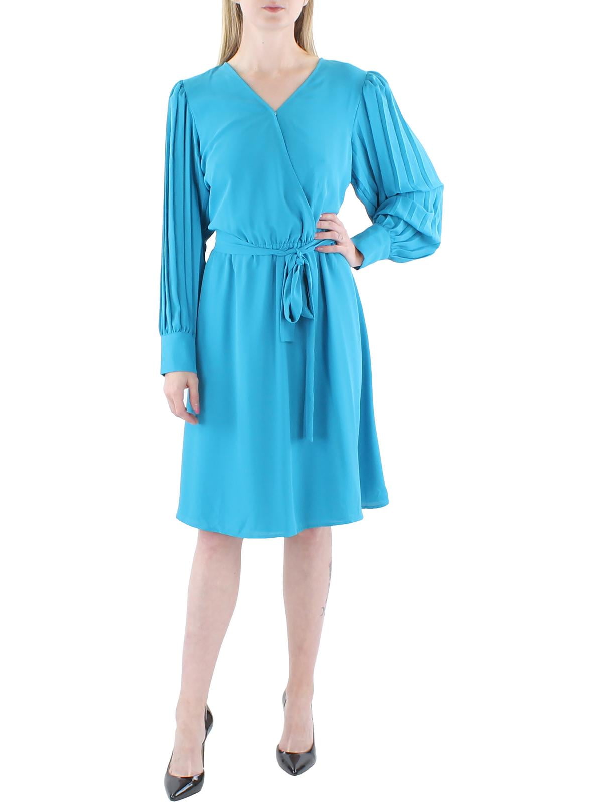 Anne Klein Womens Shutter Pleat Knee-Length Wrap Dress - Walmart.com