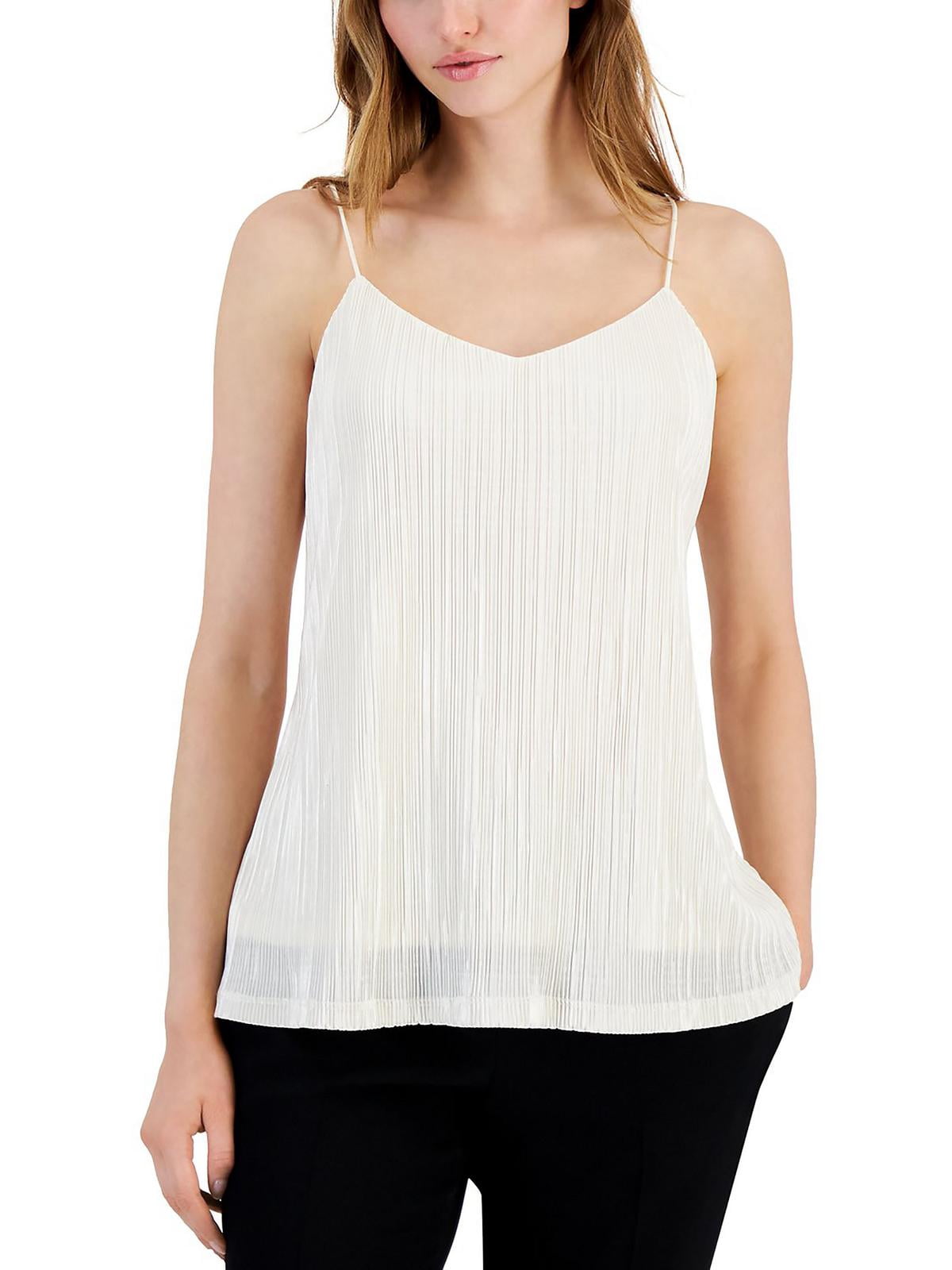 Anne Klein Womens V Neck Pleated Shell - Walmart.com