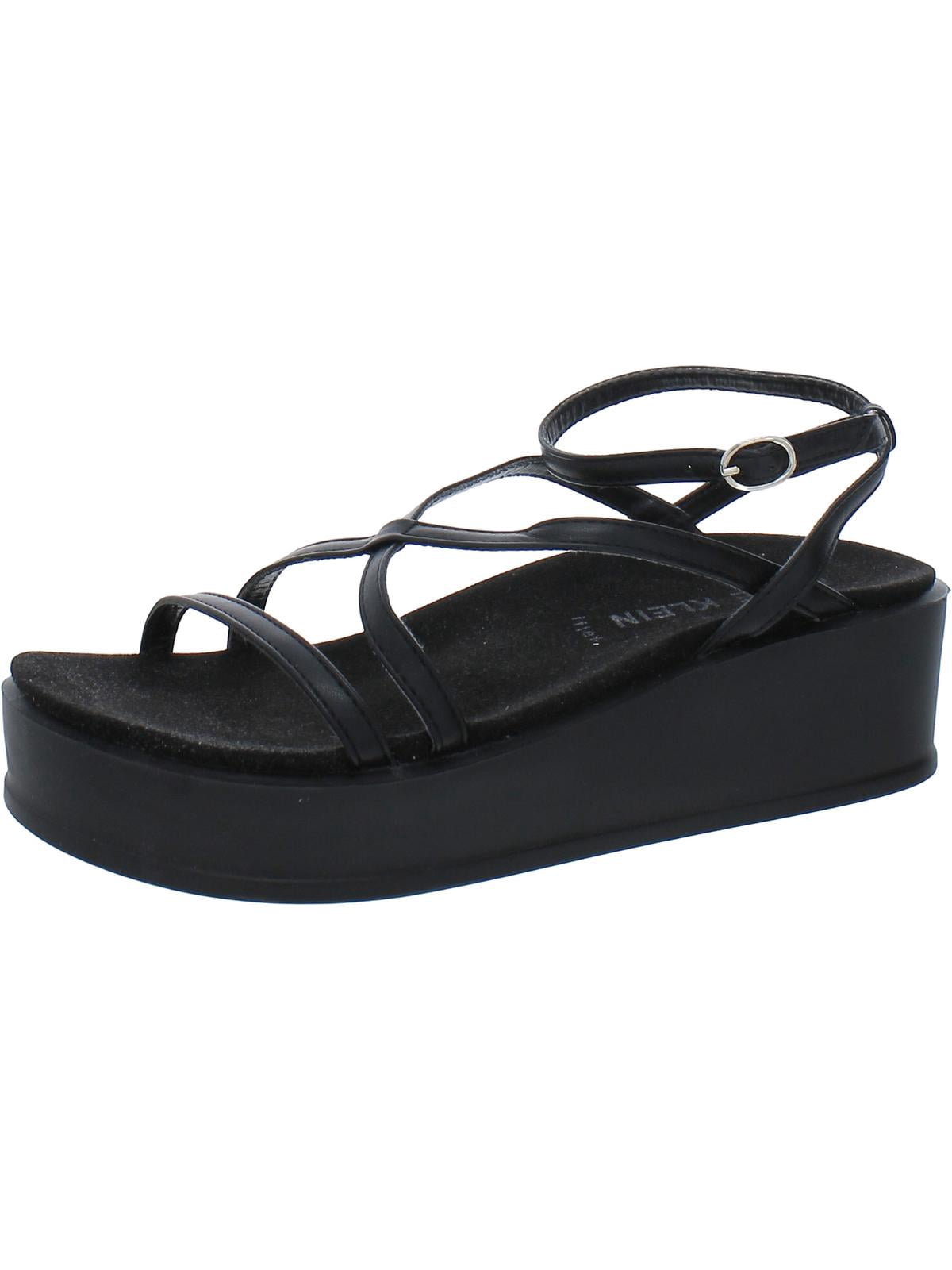 Anne Klein Womens Verano Faux Leather Ankle Strap Wedge Sandals ...