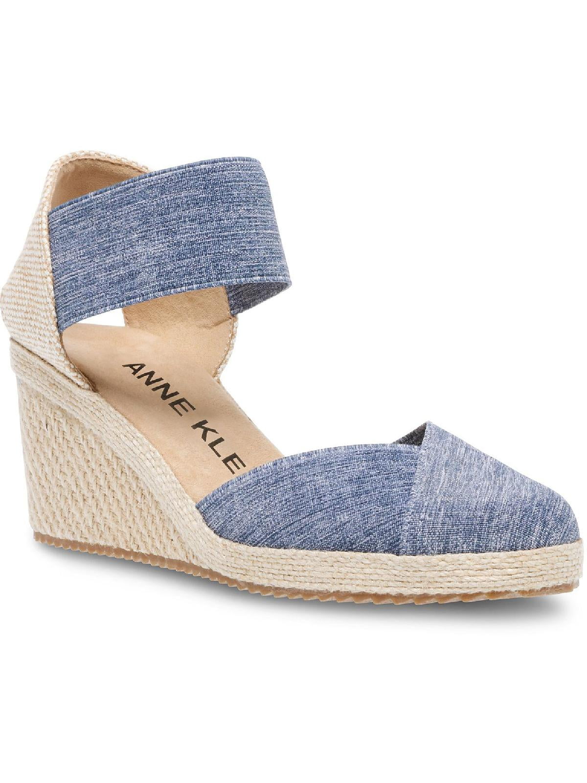 Anne Klein Womens Zoey Canvas Ankle Strap Espadrille Heels - Walmart.com