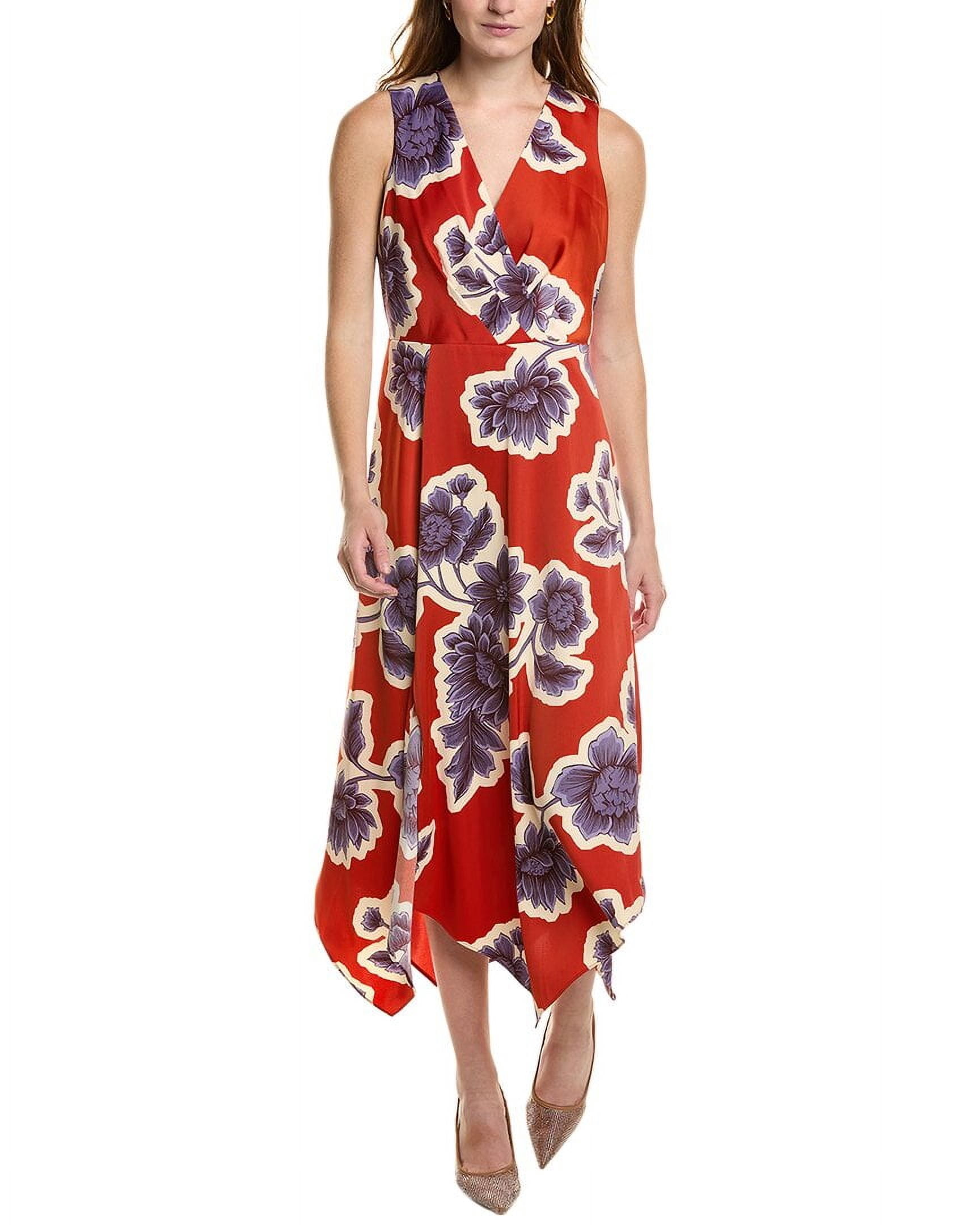 Anne Klein womens Asymmetrical Surplice Midi Dress, 4, Red - Walmart.com
