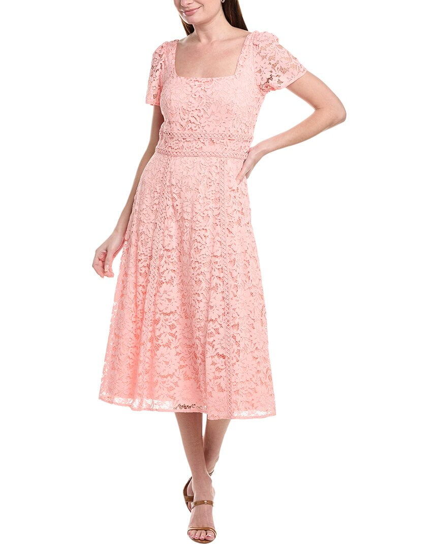 Anne Klein womens Corded Lace Square Neck Puff Sleeve Midi Dress, 4 ...