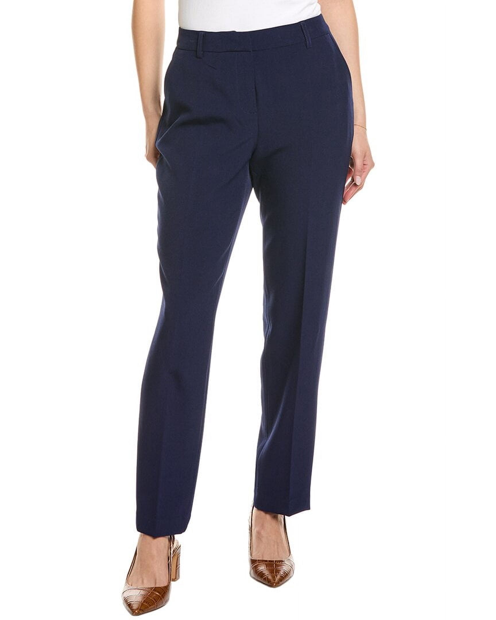 Anne Klein womens Madison Crepe Fly Front Slash Pocket Pant, 2, Blue ...
