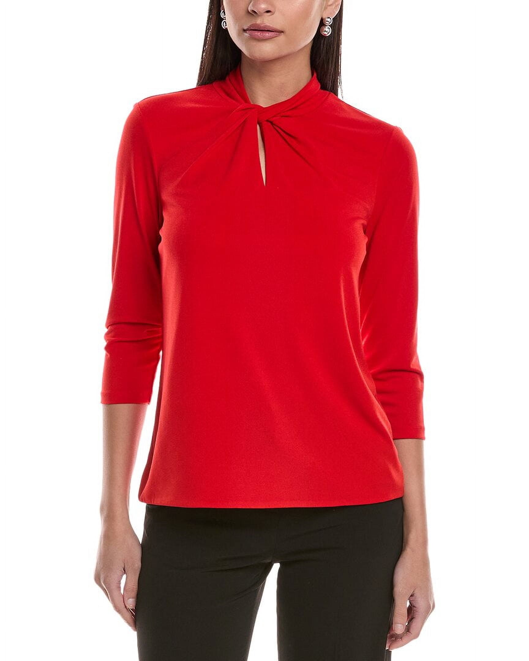 Anne Klein womens Twist Neck Keyhole Top, l, Red - Walmart.com