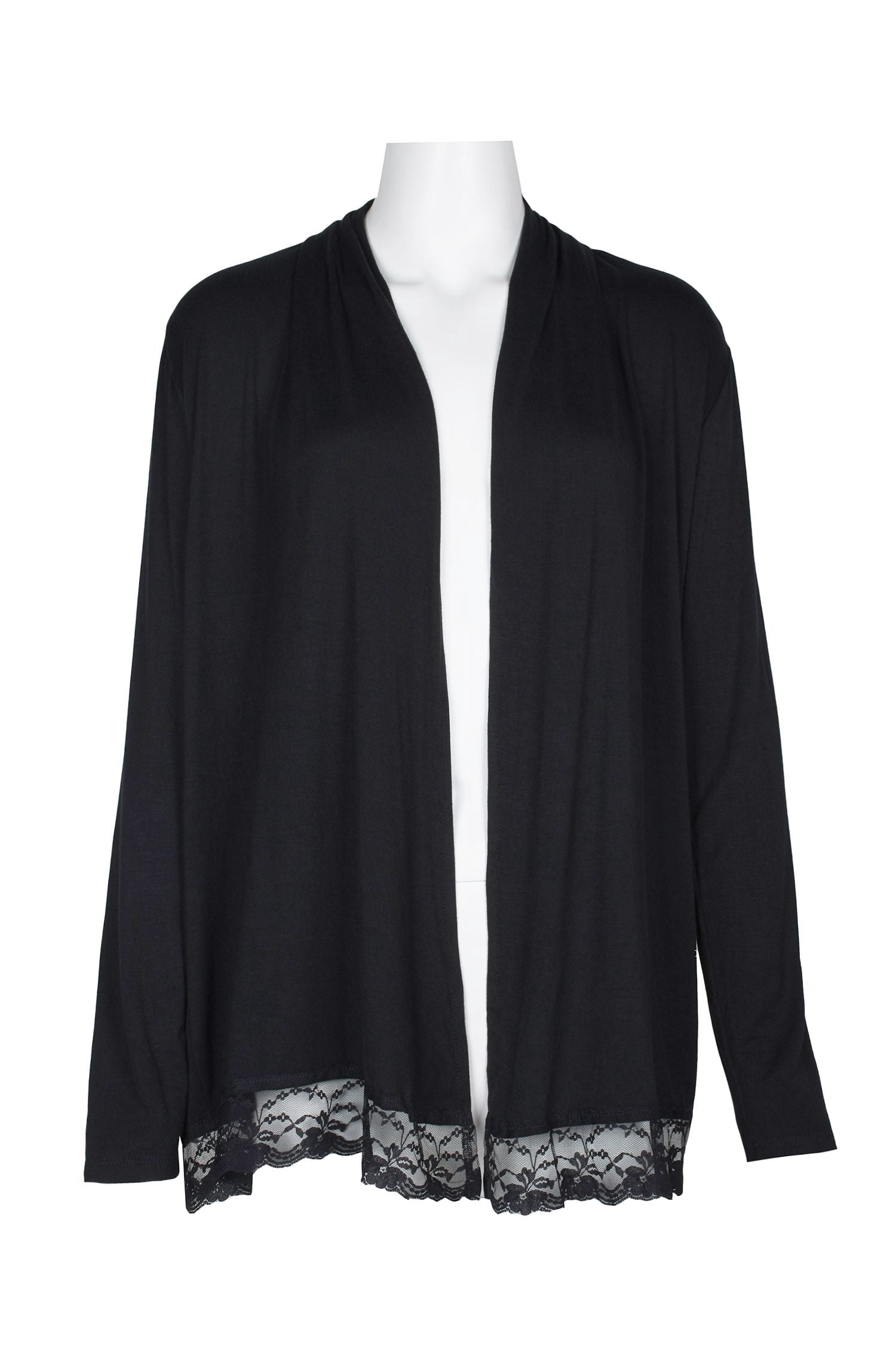 Anne Rose Open Front Long Sleeve Rayon Cardigan-BLACK / XL - Walmart.com