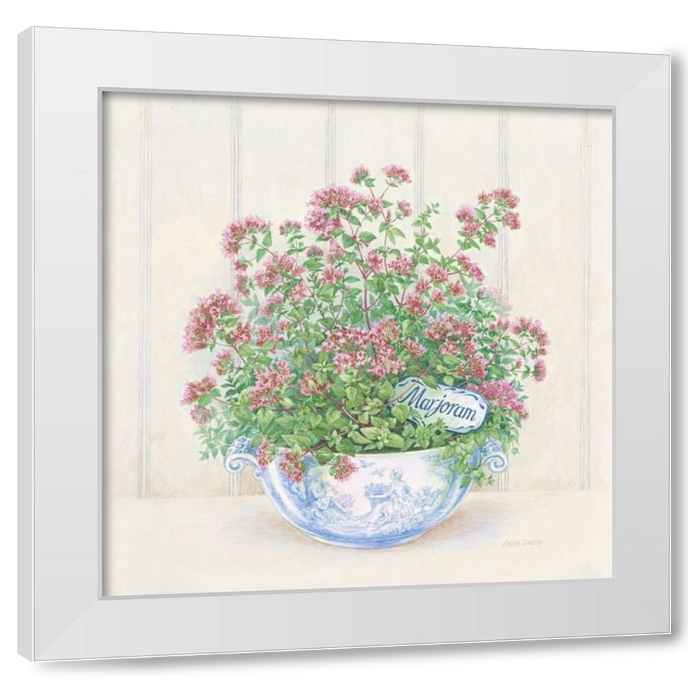 Anne Searle 4x14 White Modern Wood Framed Wall Art Titled - Marjoram ...