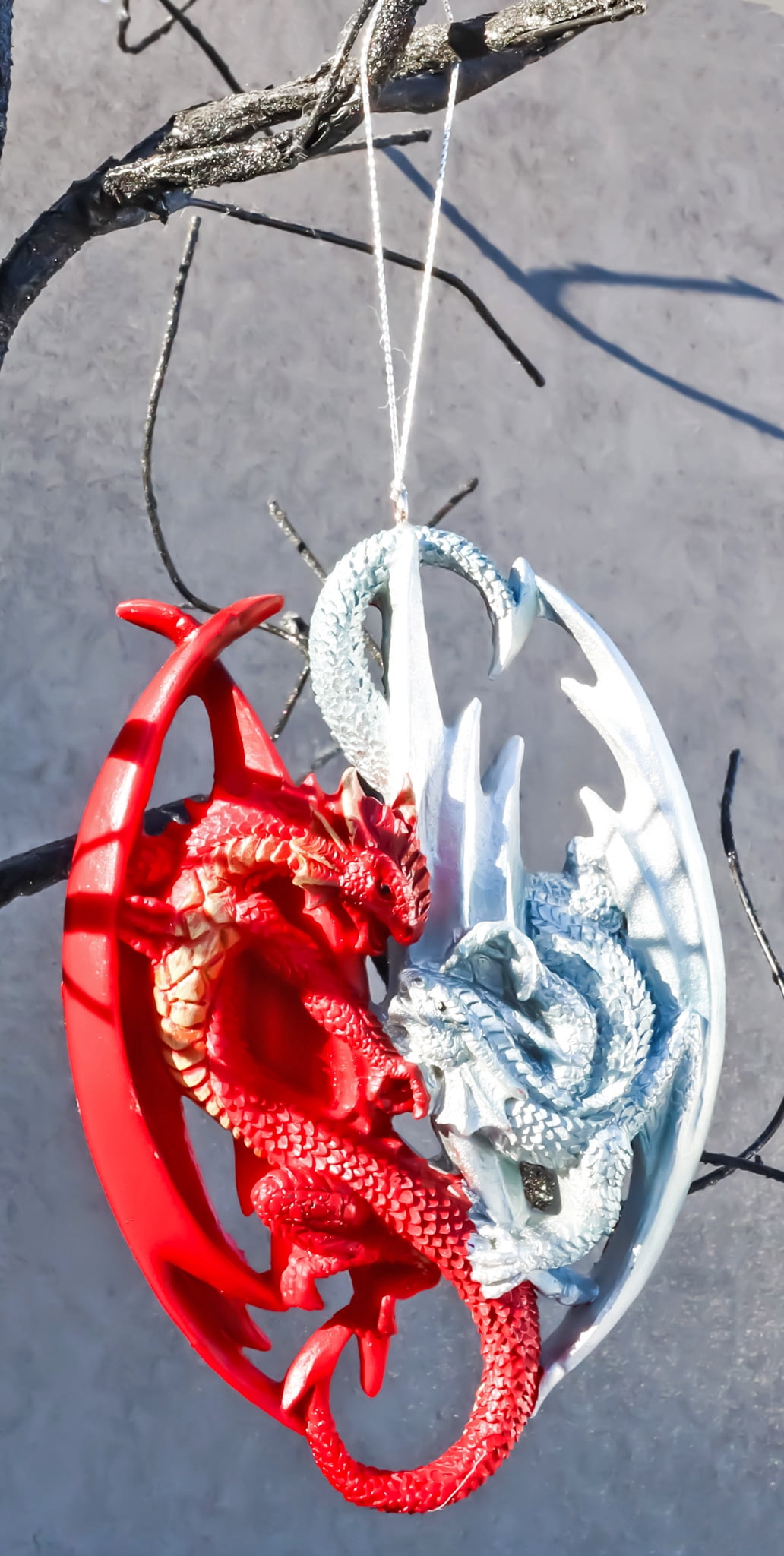 Anne Stokes Dueling Fire And Ice Titan Dragons Tree Hanging Ornament ...