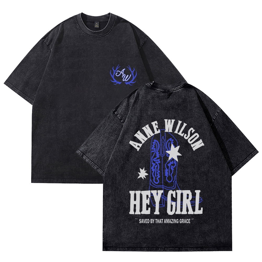 Anne Wilson Merch Hey Girl Boot Cotton Wash Tee Men Women Short Sleeve ...