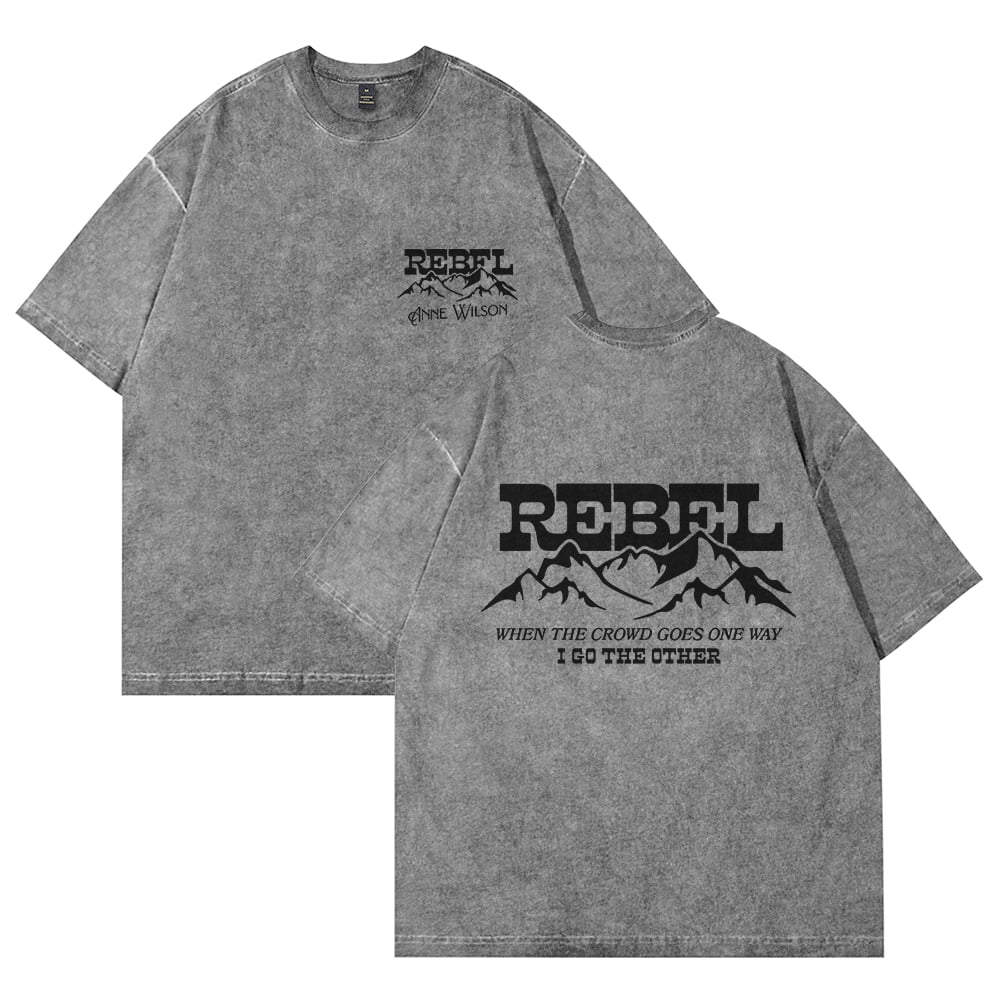 Anne Wilson Merch Rebel Logo Cotton Wash Tee Men Women Short Sleeve T ...