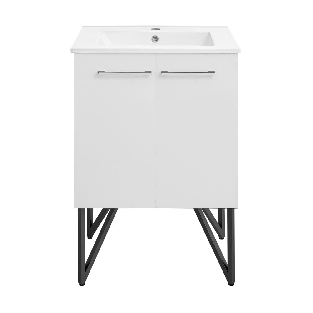 Annecy 24 Single, Glossy White, Two Doors, Bathroom Vanity - Walmart.com