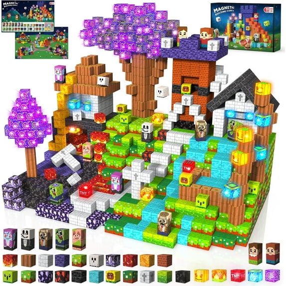 Annexfun 150pcs Magnetic Blocks with Light Blocks, Stem Educational ...