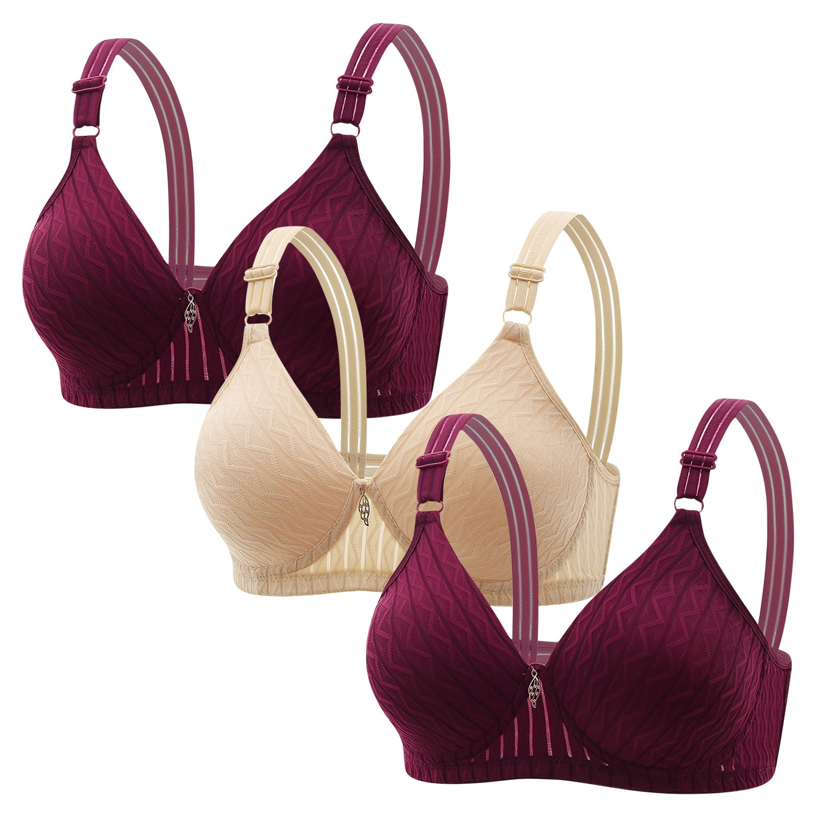Annhoo 3 Pack Wireless Bras for Women Plus Size Full Coverage Push up ...