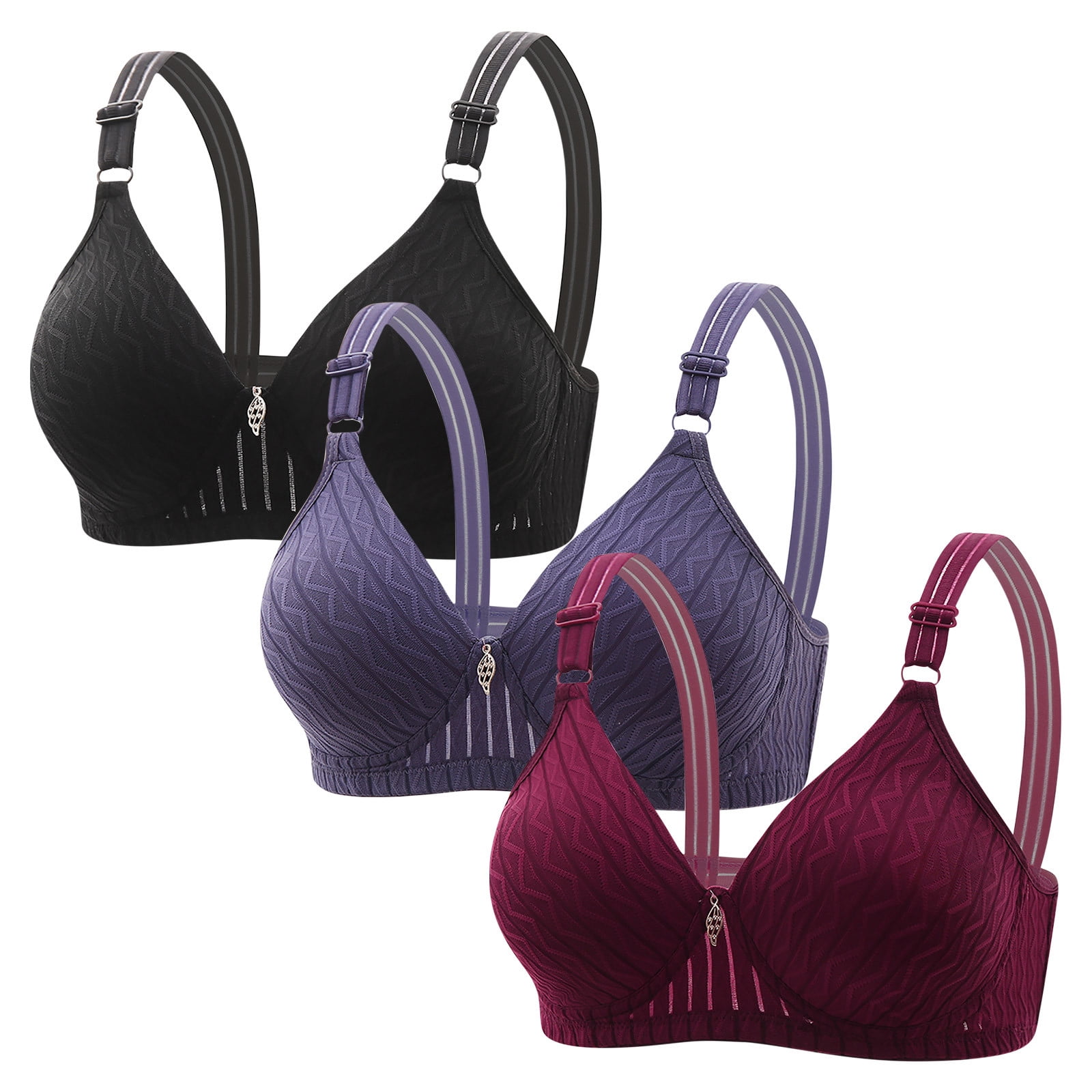 Annhoo 3 Pack Wireless Bras for Women Plus Size Full Coverage Push up ...