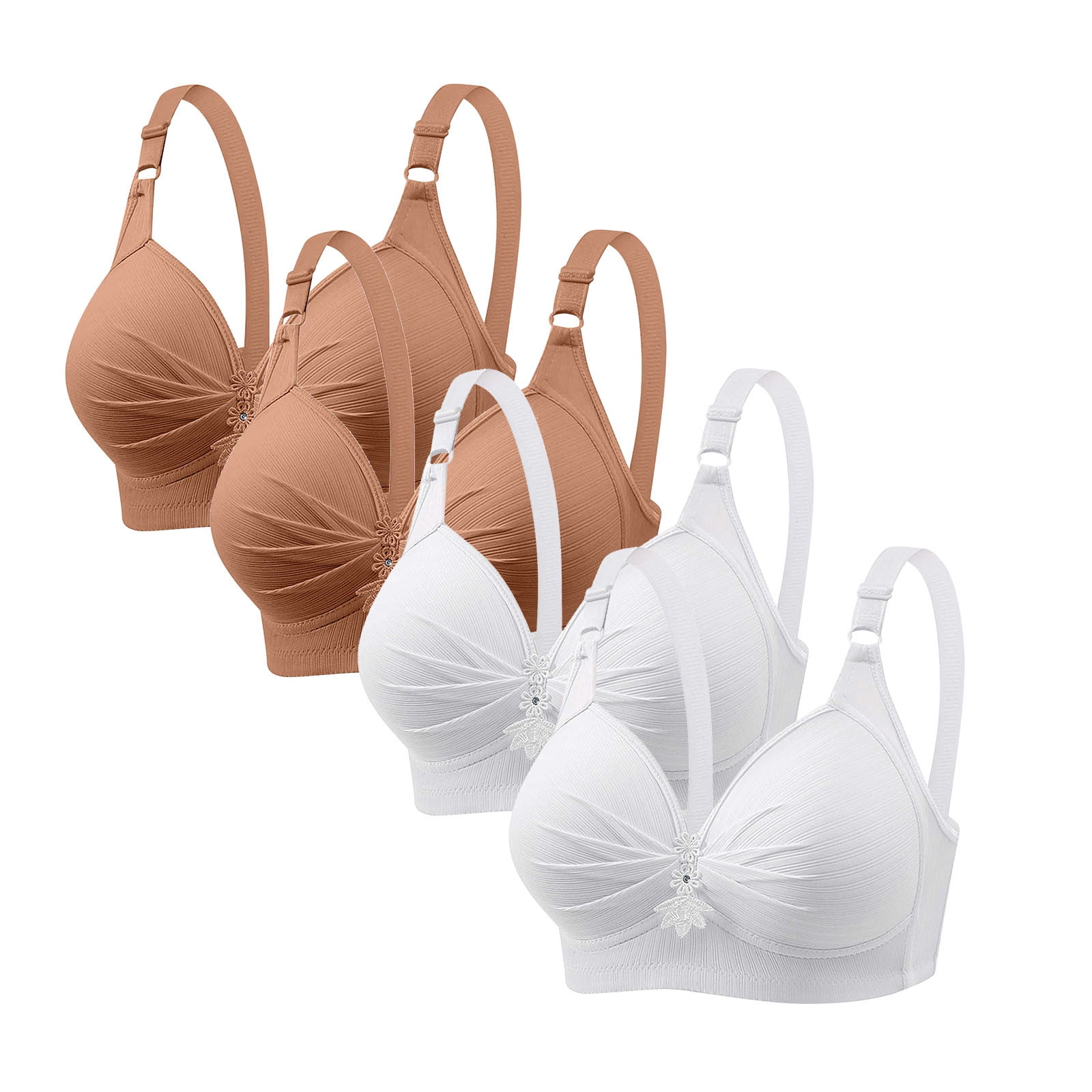 Annhoo 4 Pack Bras for Women No Underwire Push up Bralette Plus Size ...