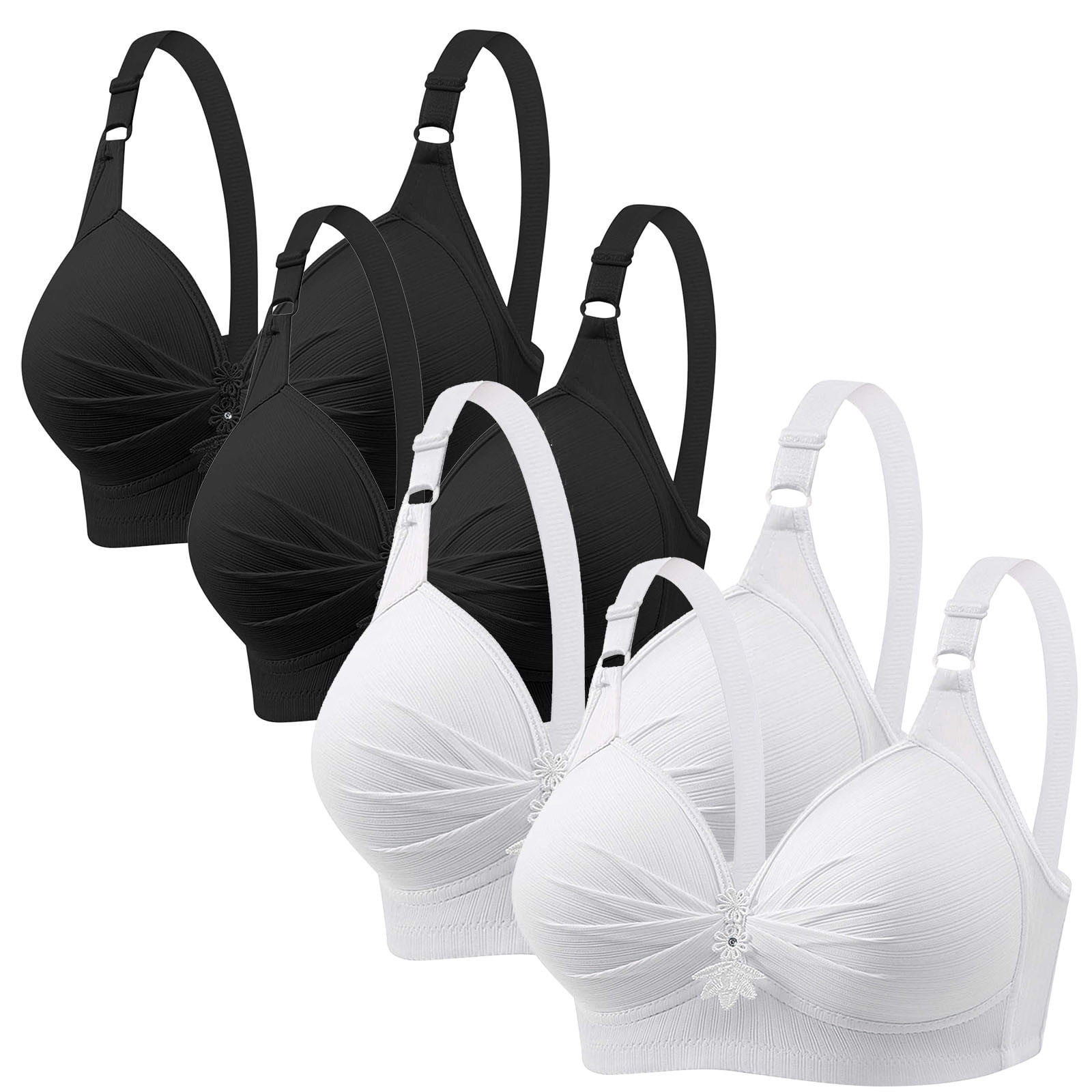 Annhoo 4 Pack Bras for Women No Underwire Push up Bralette Plus Size ...