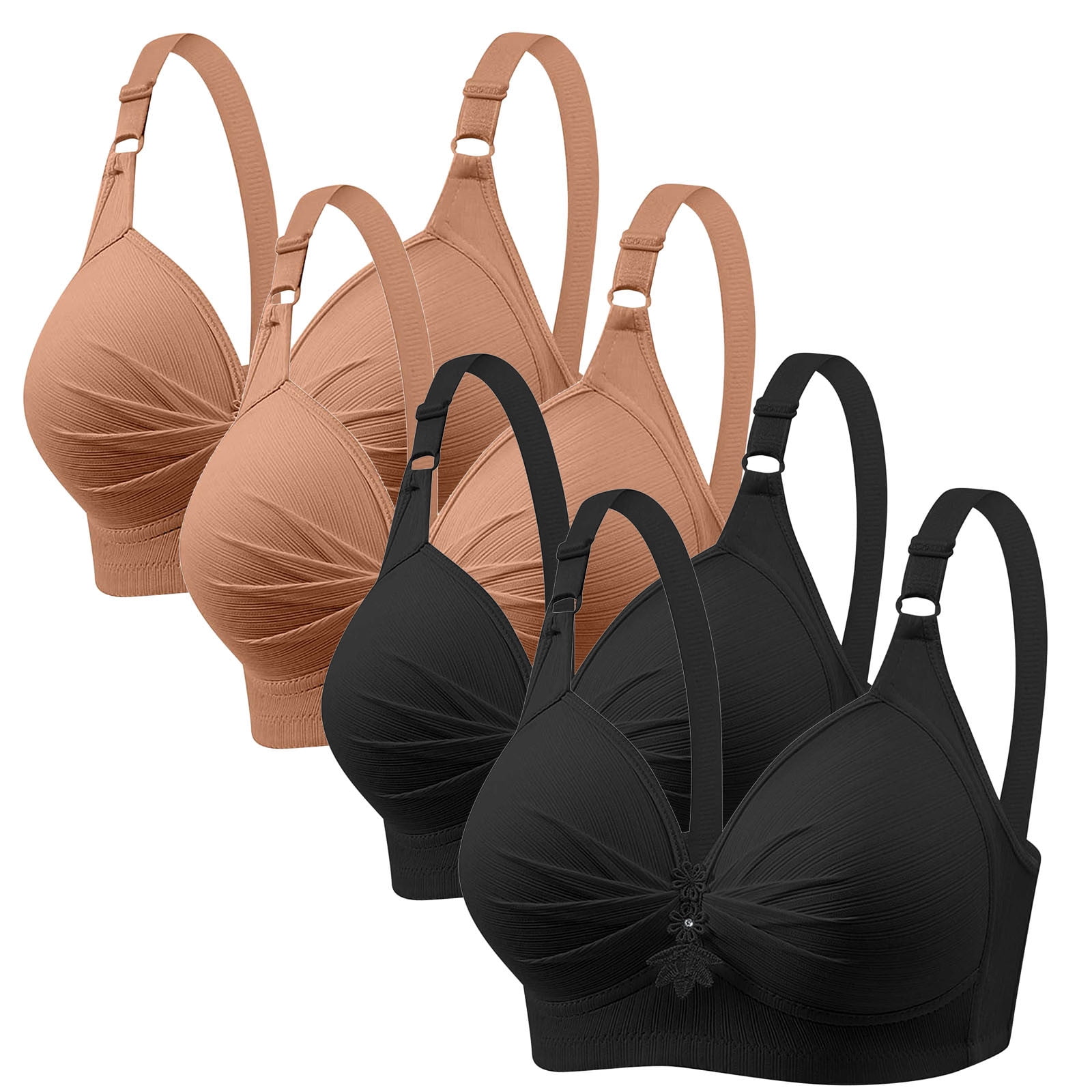 Annhoo 4 Pack Bras for Women No Underwire Push up Bralette Plus Size ...