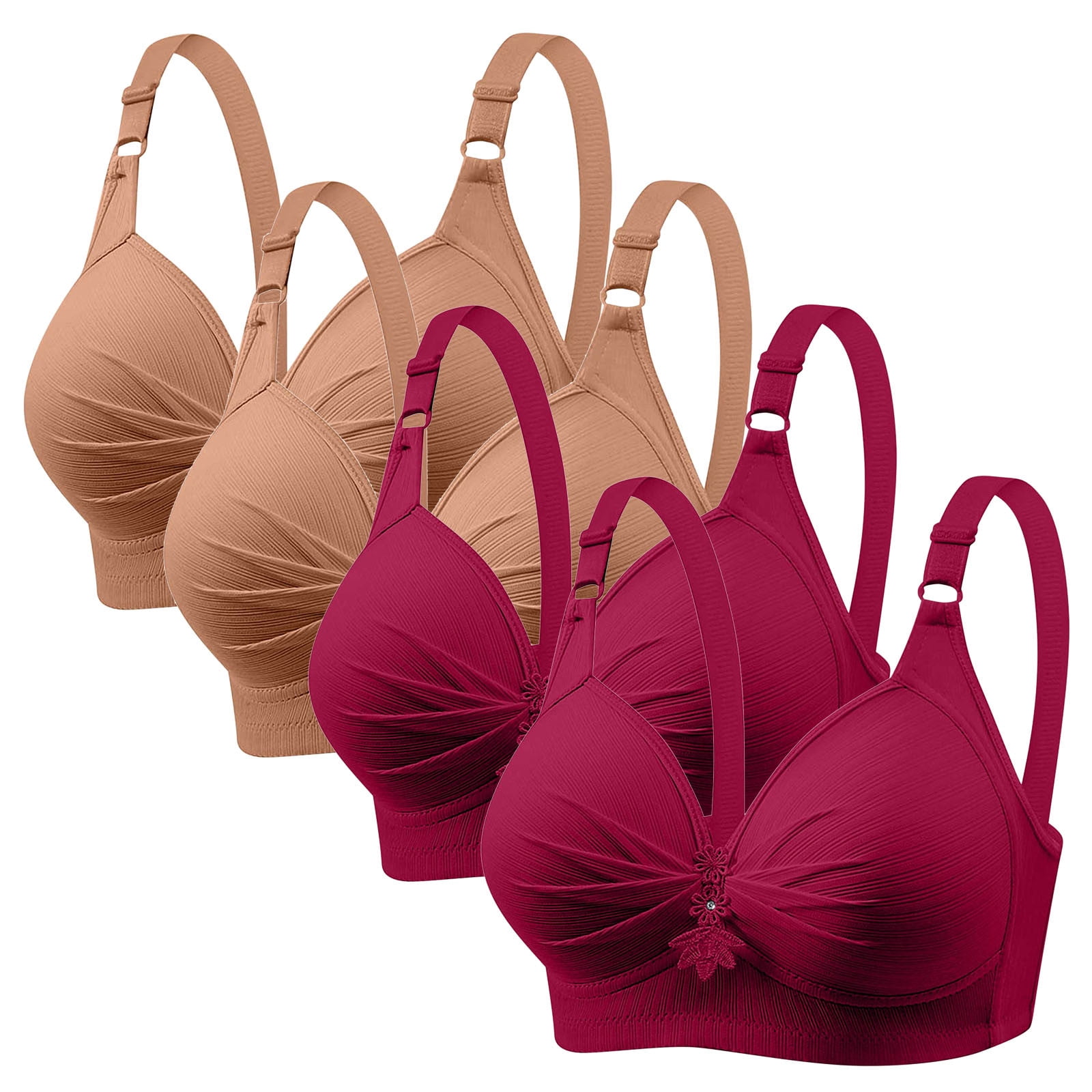 Annhoo 4 Pack Bras for Women No Underwire Push up Bralette Plus Size ...