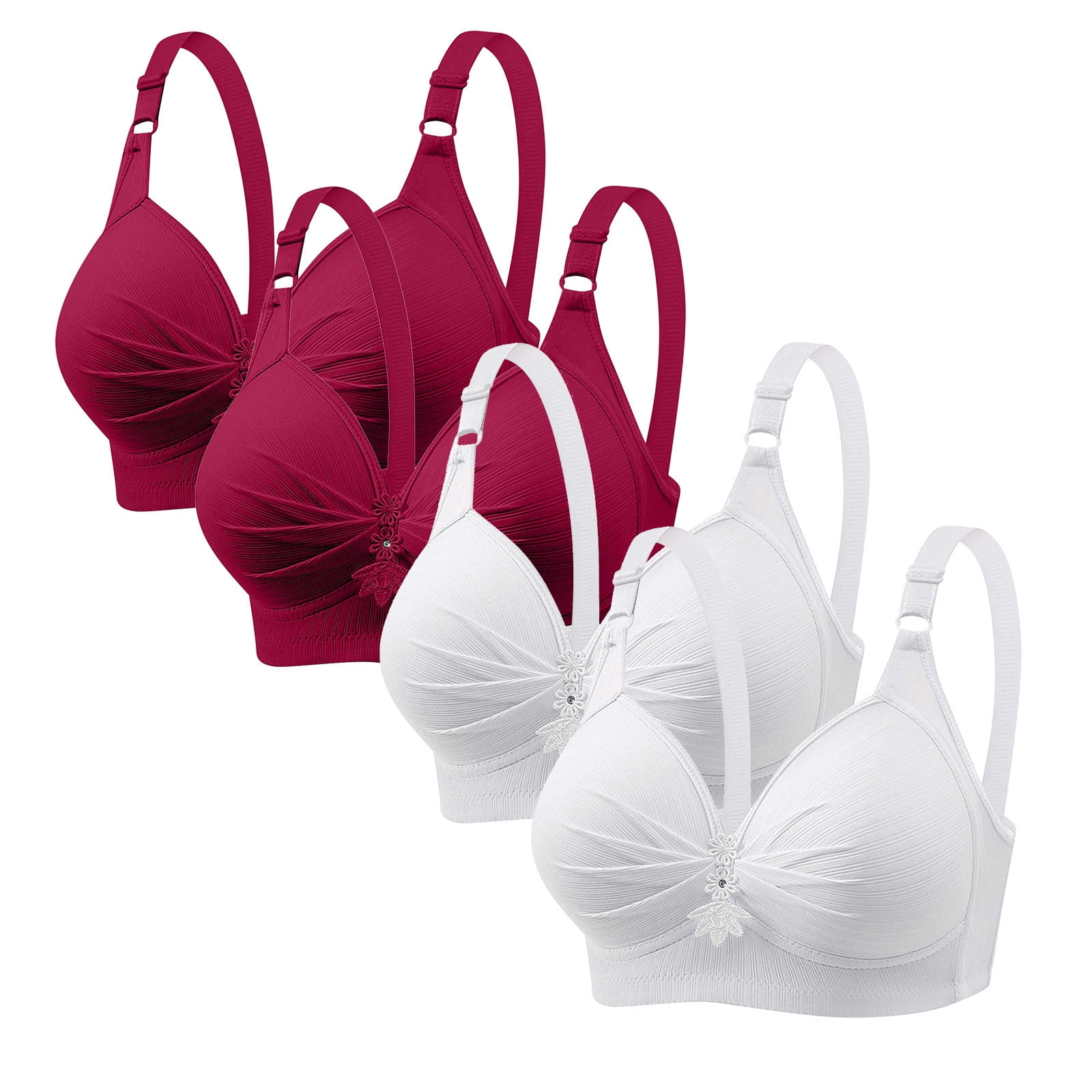 Annhoo 4 Pack Bras for Women No Underwire Push up Bralette Plus Size ...