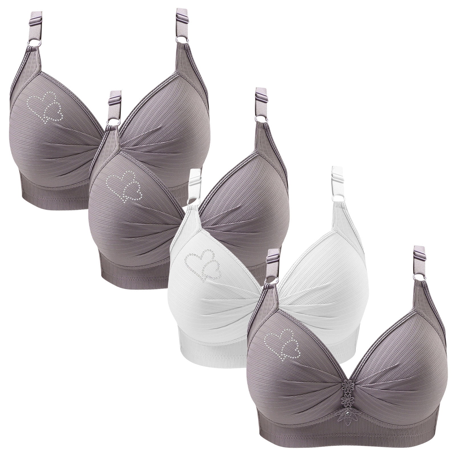 Annhoo 4 Pack Bras for Women Plus Size Wirefree Full Coverage Bralettes ...