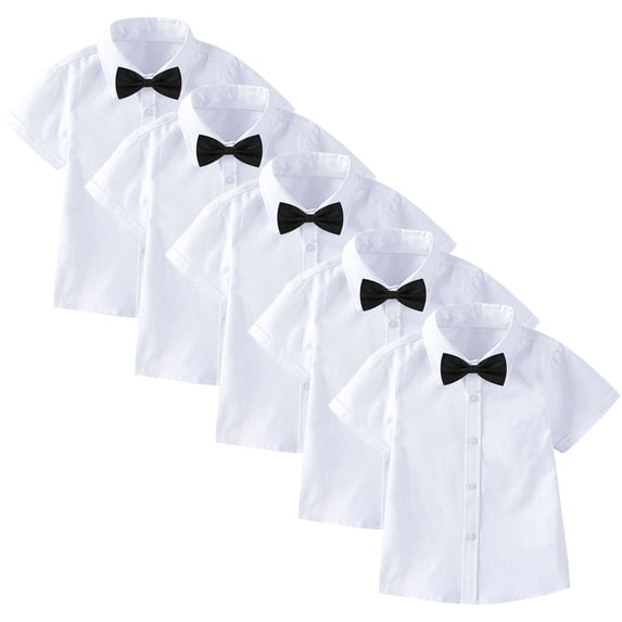 Annhoo 5 Pack Kids Boys Girls Shirts Button down Collared Neck Short ...