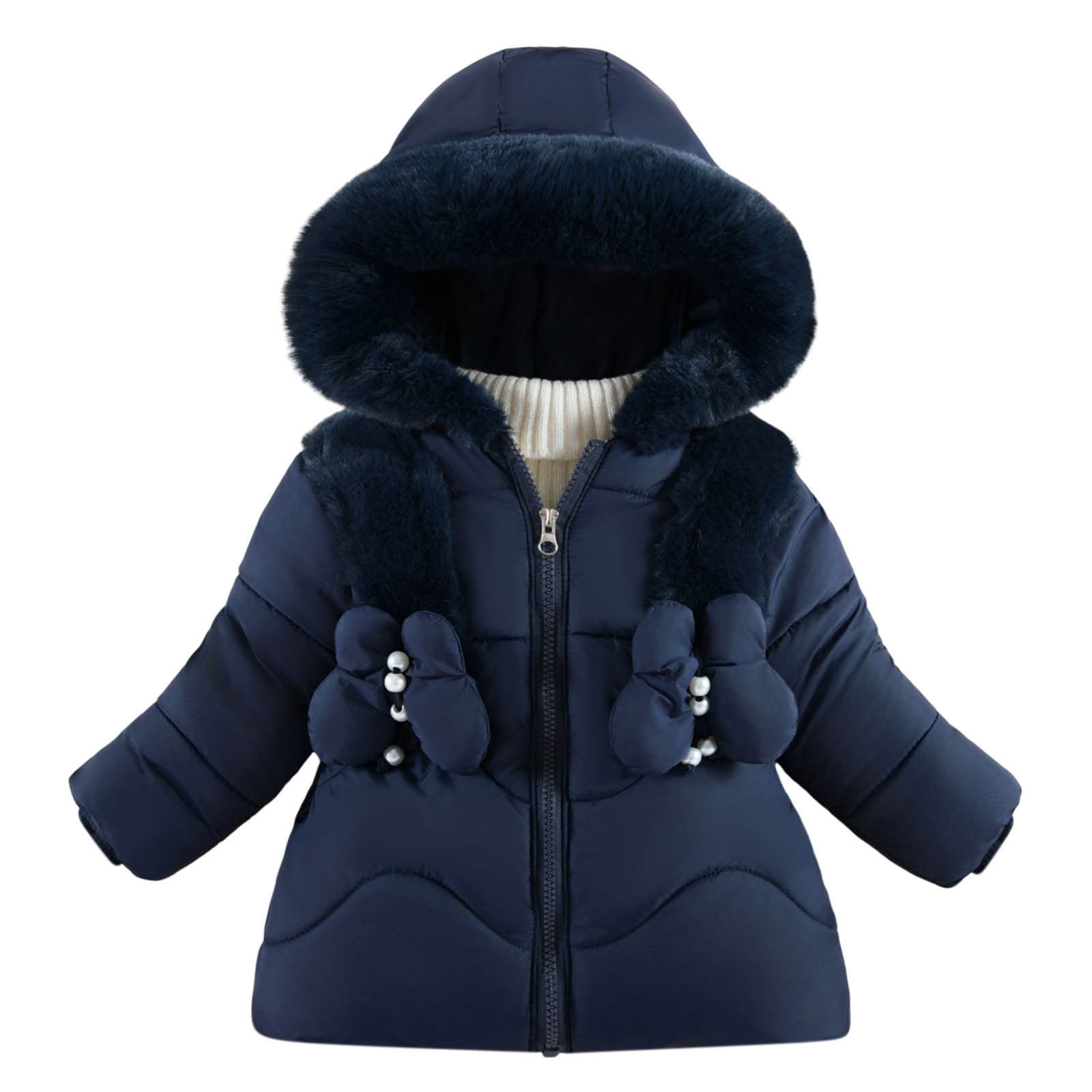 Annhoo Baby Girls Winter Puffer Jackets Cute Long Sleeve Zip up Hooded ...