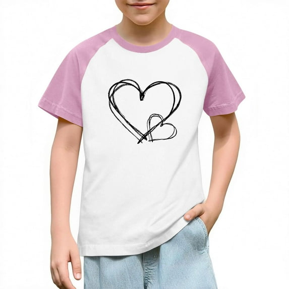 Annhoo Boys Girls Valentines Day Shirt Short Sleeve Print Graphic Round ...