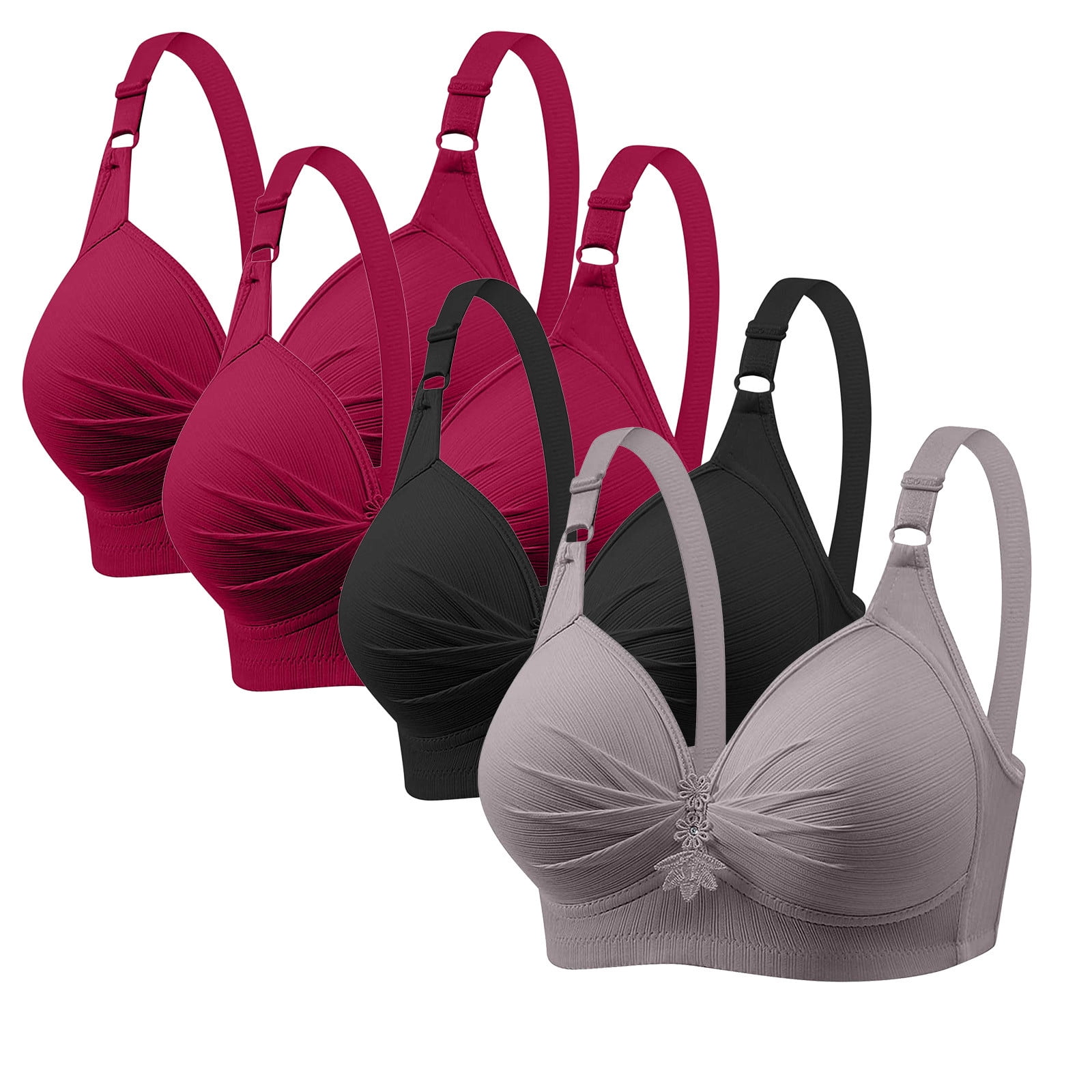 Annhoo Bras for Women 4 Pack Plus Size Wirefree Liftup Bras Comfort ...