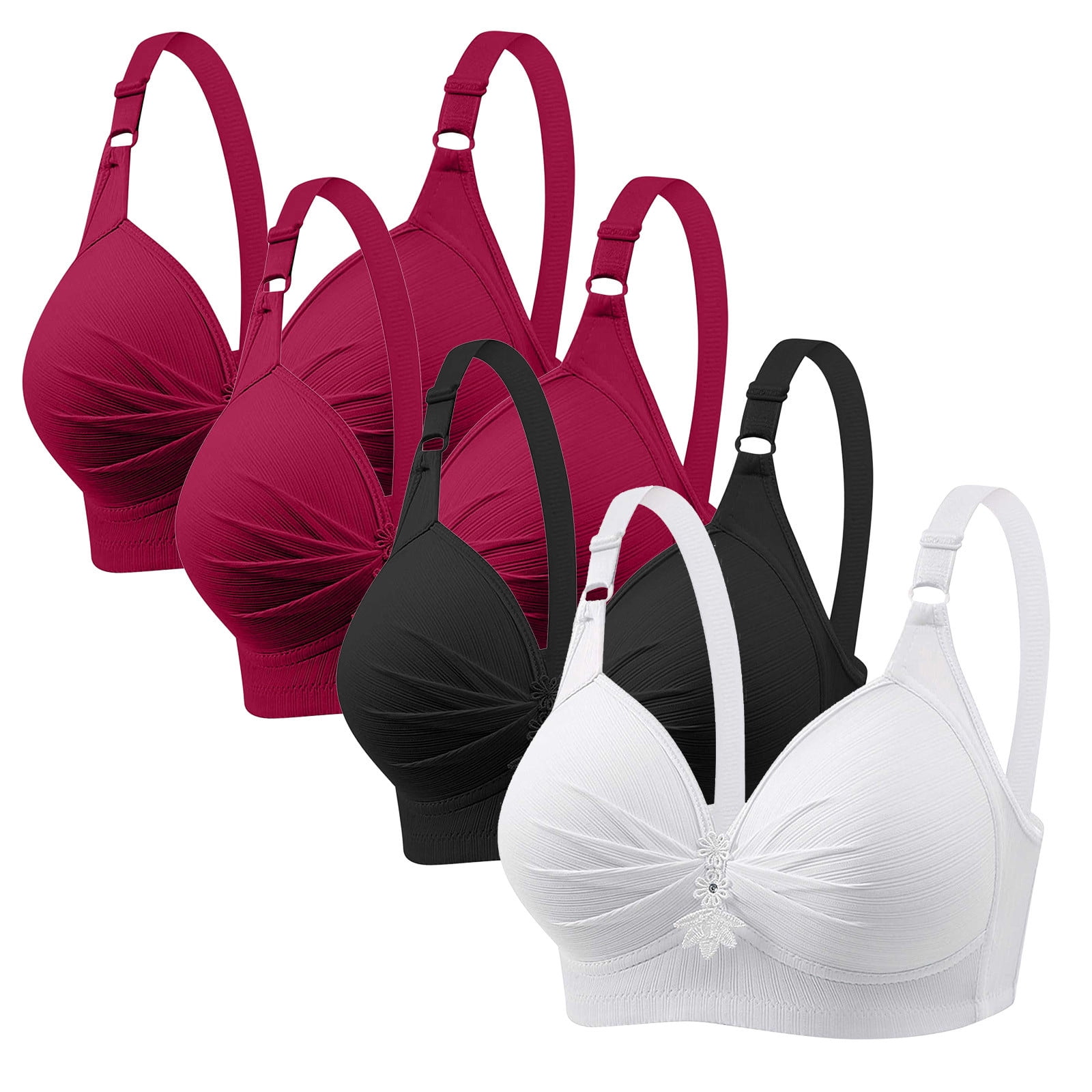 Annhoo Bras for Women 4 Pack Plus Size Wirefree Liftup Bras Comfort ...
