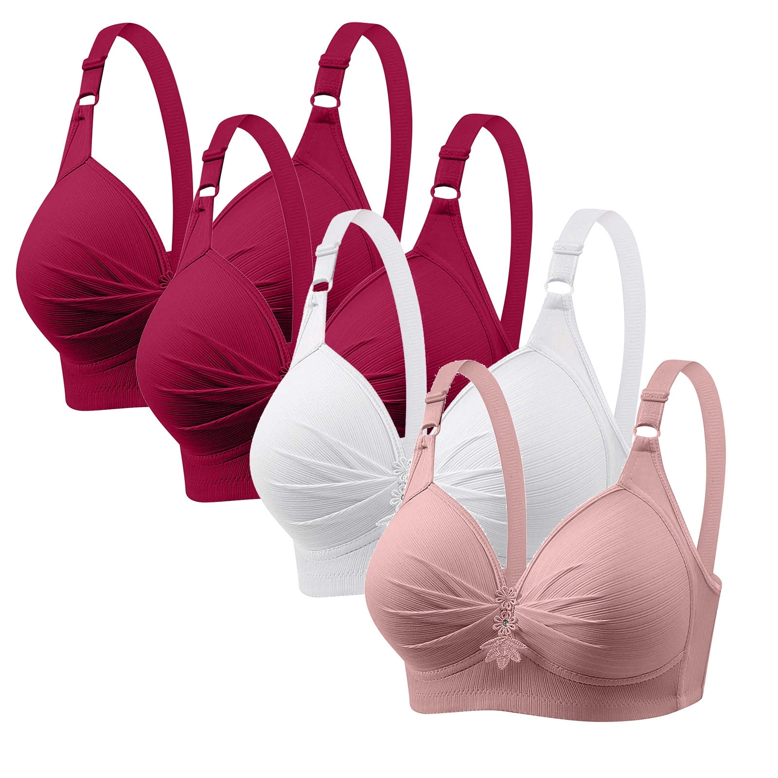 Annhoo Bras for Women 4 Pack Plus Size Wirefree Liftup Bras Comfort ...