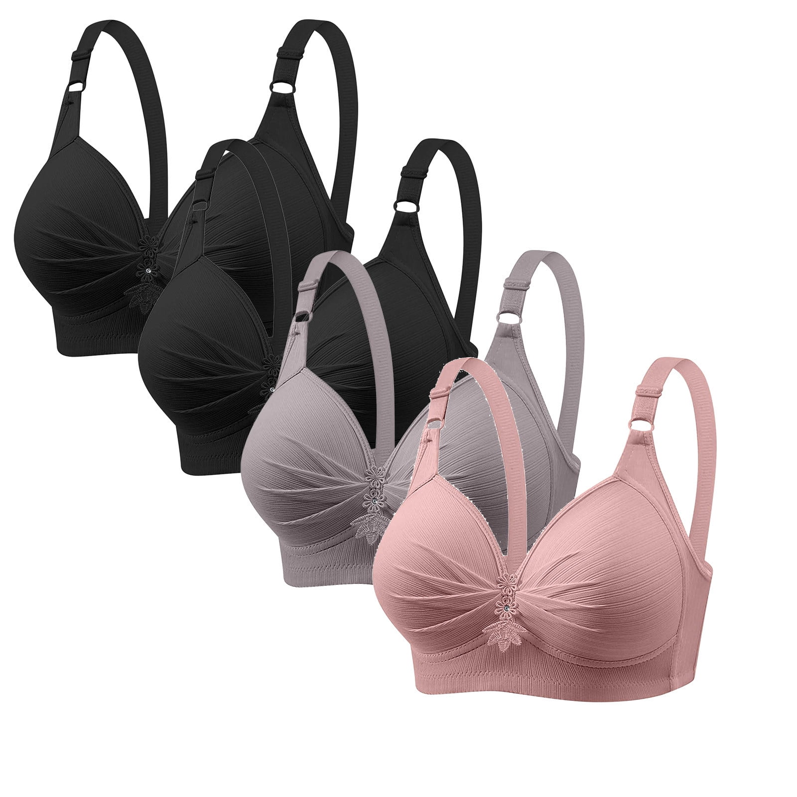 Annhoo Bras for Women 4 Pack Plus Size Wirefree Liftup Bras Comfort ...