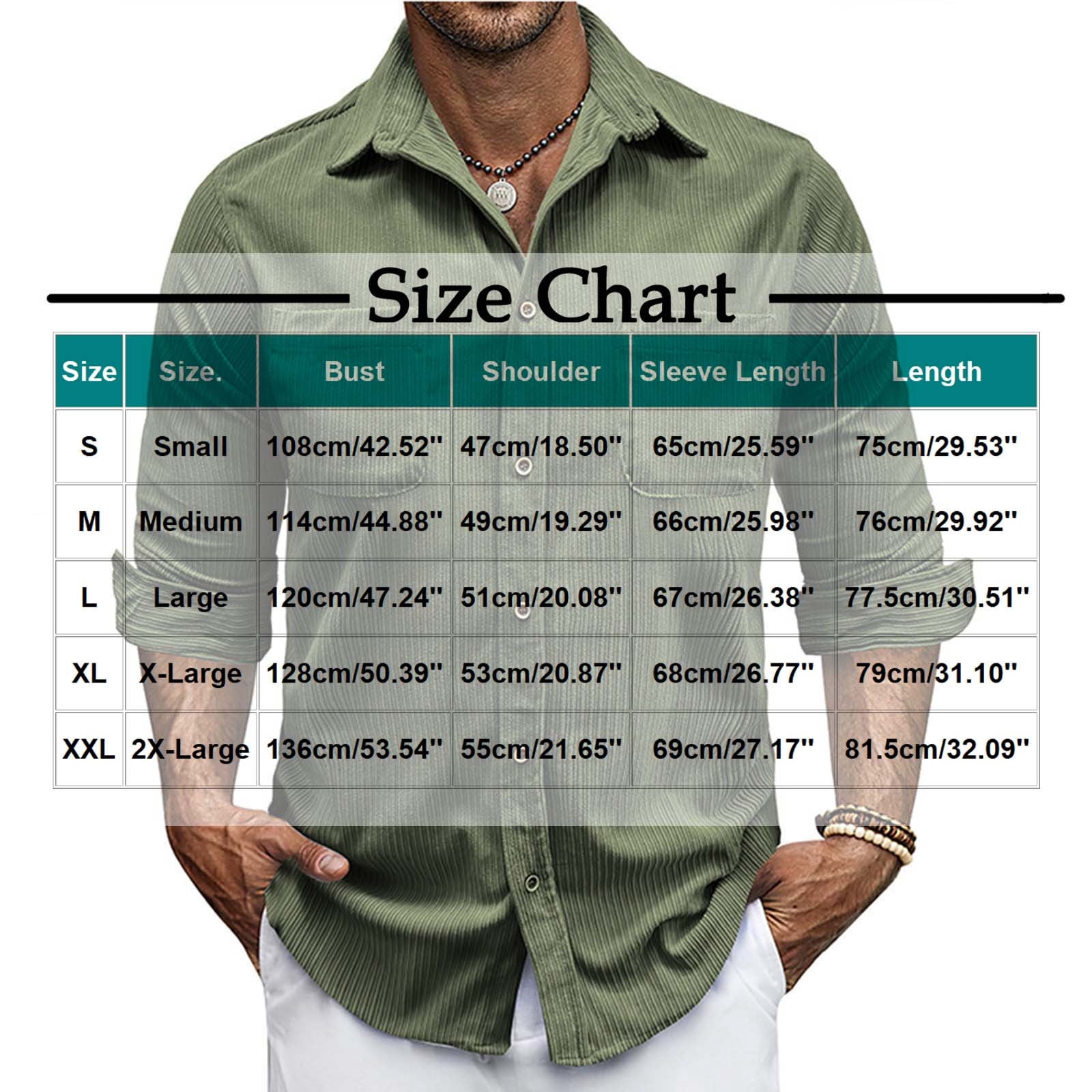 Annhoo Button Up Tshirts for Men Corduroy Casual Comfy Long Sleeve ...