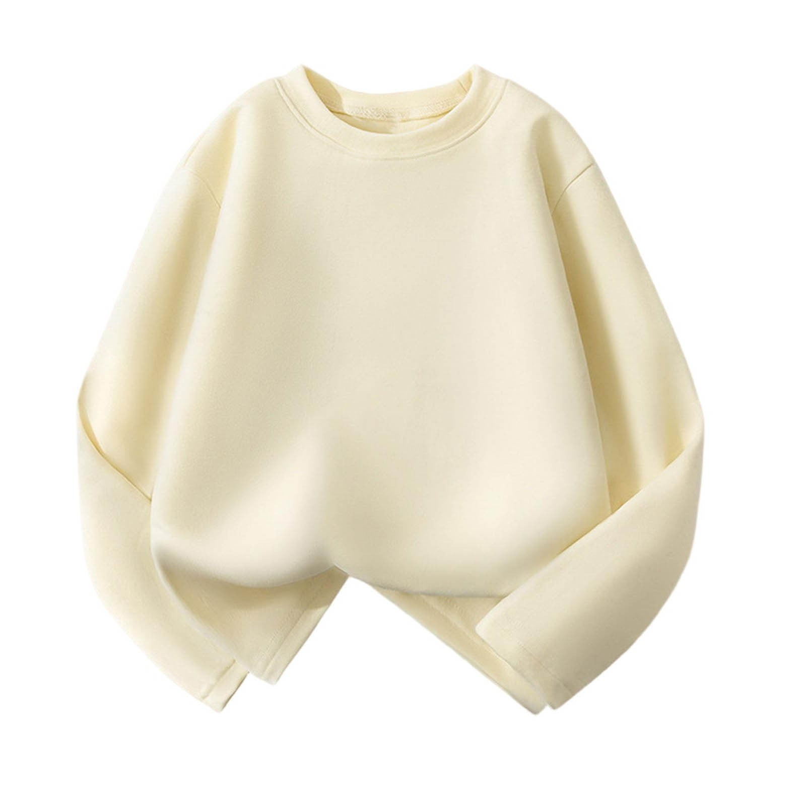 Annhoo Casual Sweatshirt for Kids Long Sleeve Round Neck Solid Color ...