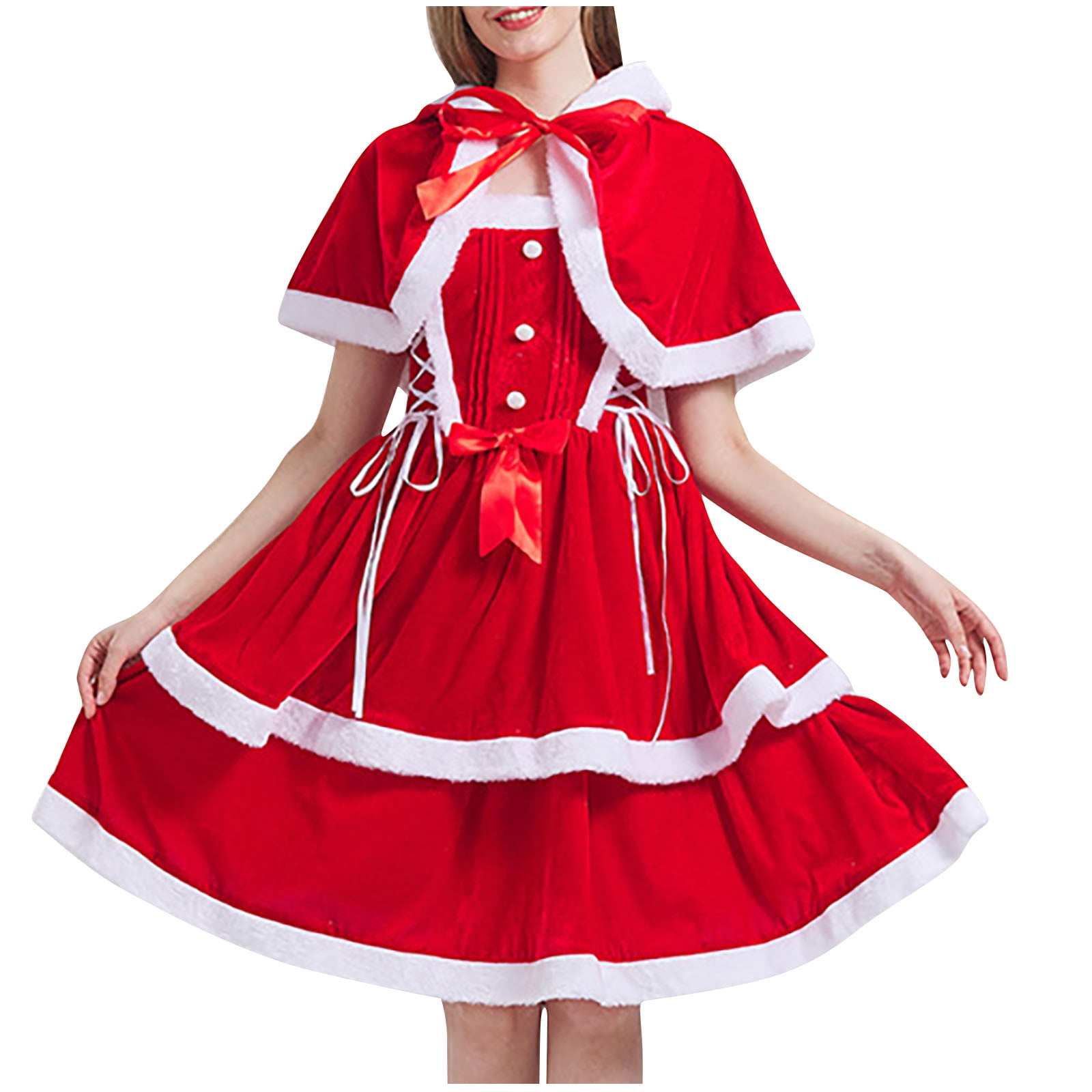 Annhoo Christmas Mrs Claus Costumes for Women 2 Piece Cocktail Cosplay ...
