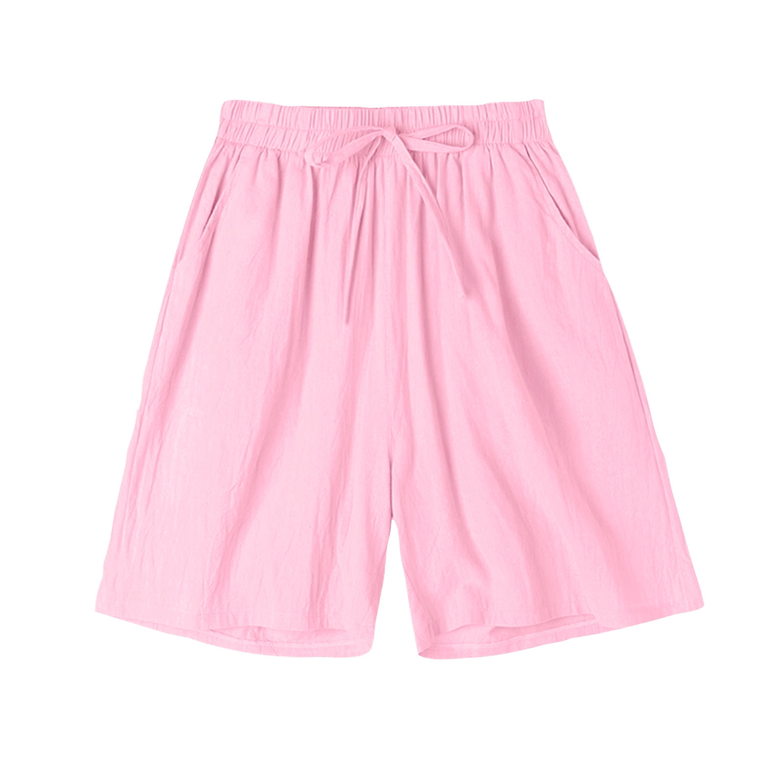 Annhoo Cotton Linen Shorts For Women Summer Plus Size Elastic