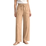 Annhoo Cotton Linen Summer Pants Women Loose Drawstring Elastic Waist ...