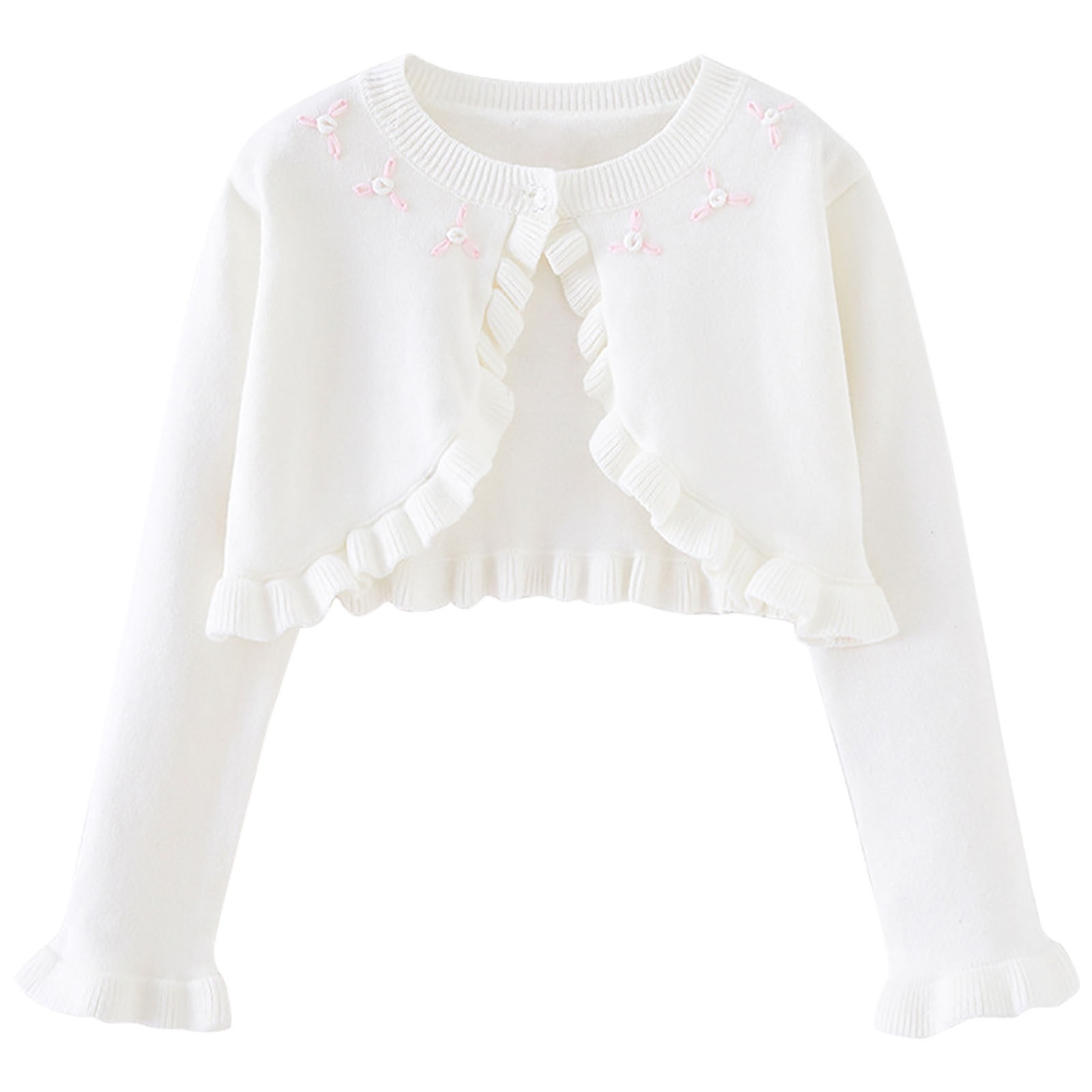 Annhoo Cropped Cardigan for Toddler Girls Long Sleeve Knit Sweaters ...